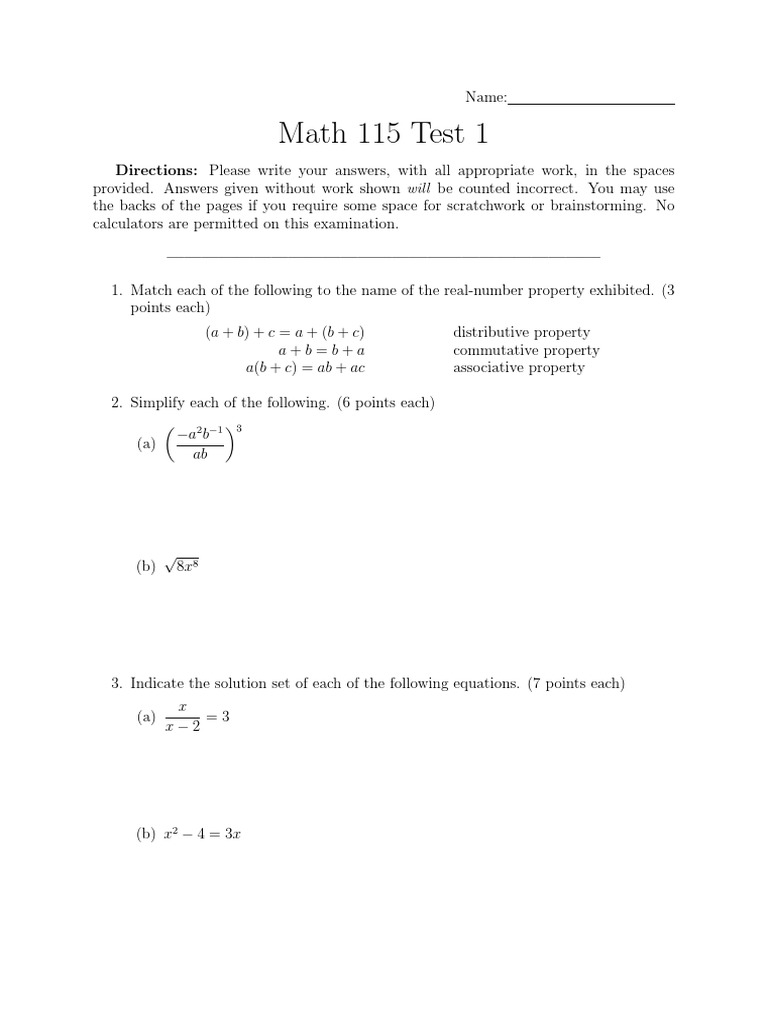 PreCal, Test 1 | PDF