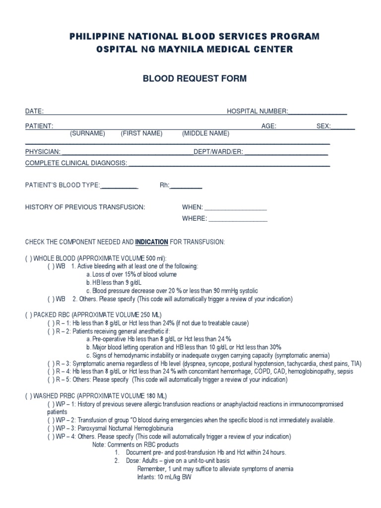 Blood Request Private | PDF | Blood Transfusion | Bleeding