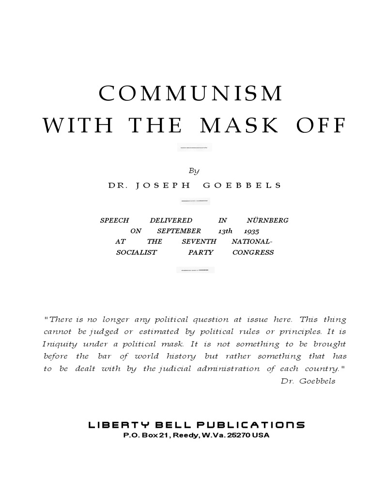 Joseph Goebbels - Communism With The Mask Off | PDF | Soviet Union ...