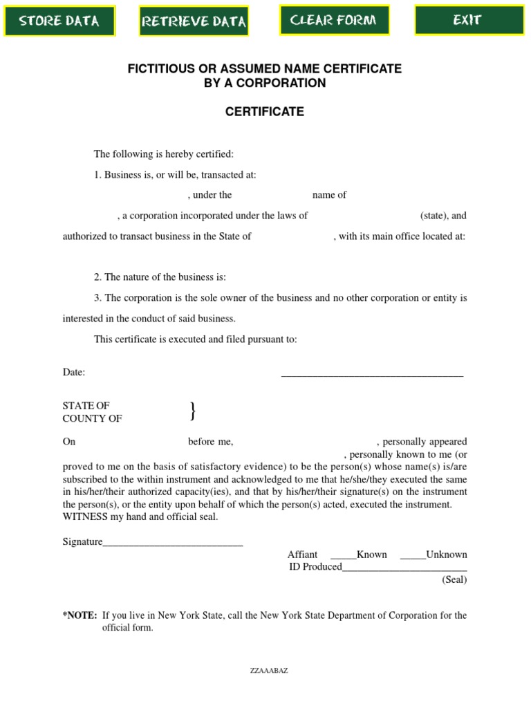 Fictitious Name Certificate for Corporations | PDF | Politics | Social ...