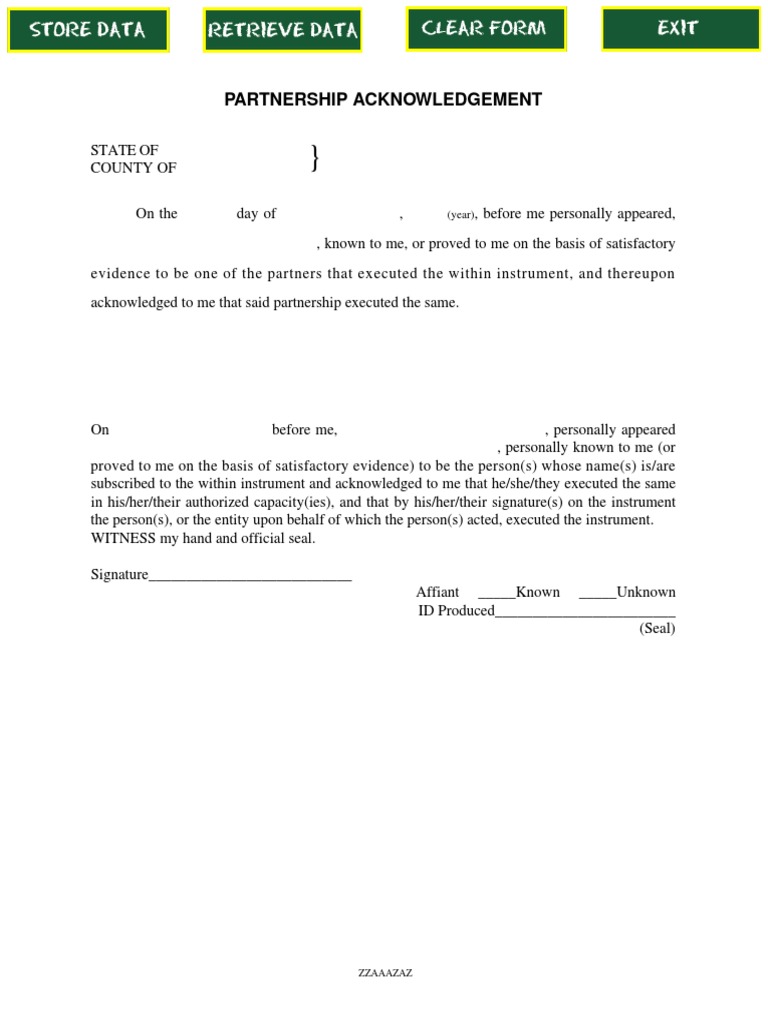 Partnership Acknowledgement Form | PDF
