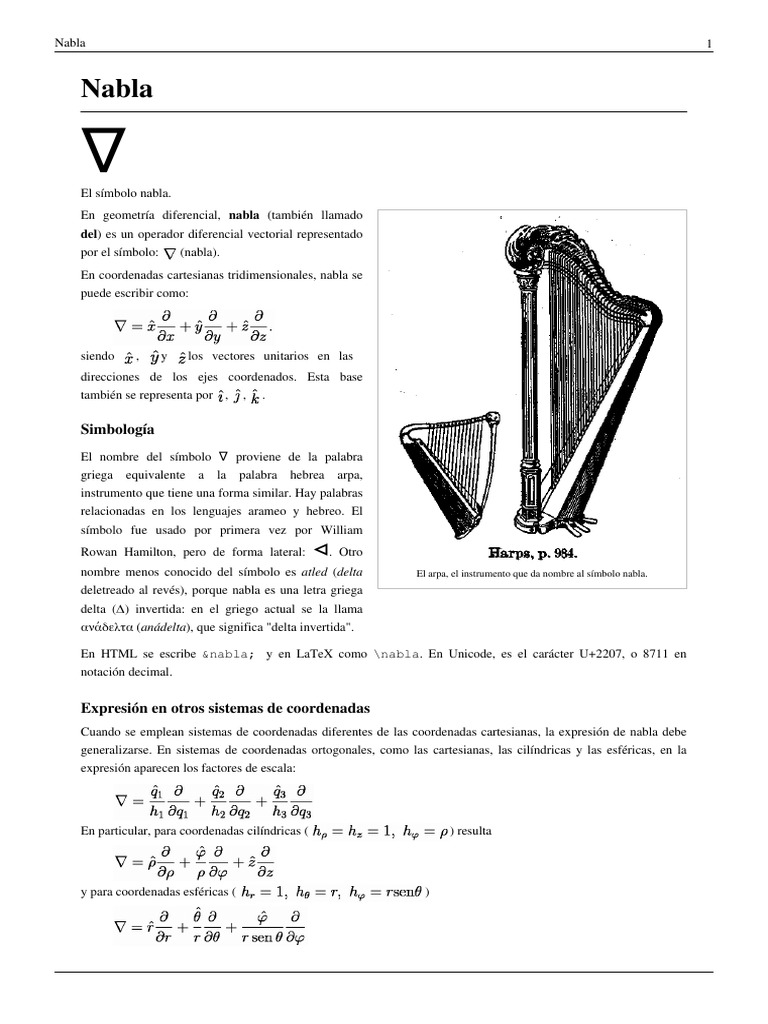 Nabla PDF | PDF | Topología diferencial | Notación Matemática