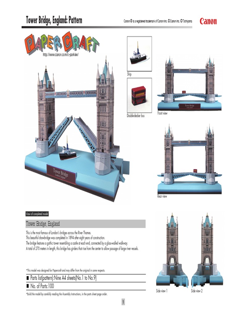 Tower Bridge Papercraft Model Guide | PDF | Business | Home & Garden