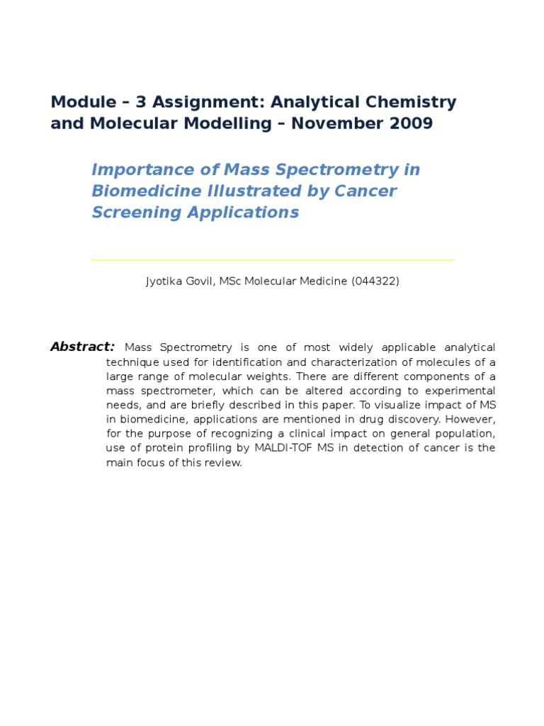 Module - 3 Assignment: Analytical Chemistry and Molecular Modelling ...
