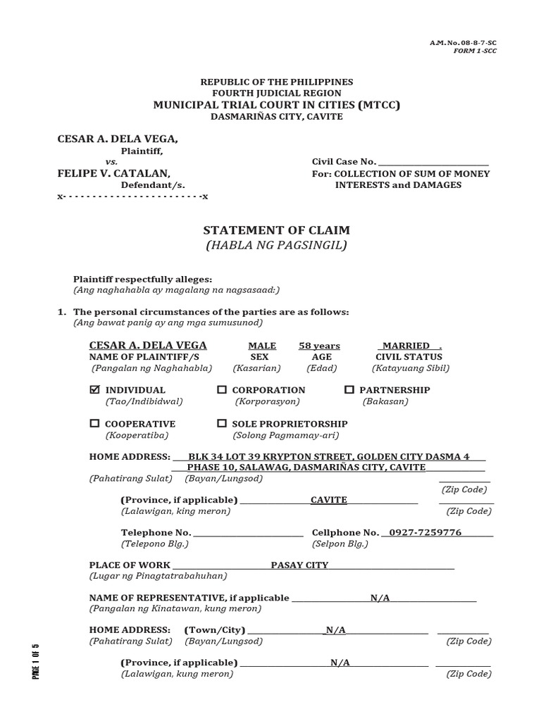 Small Claims Form | Judiciaries | Government