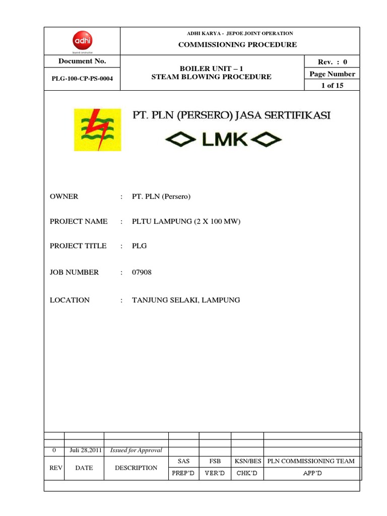 Steam Blowing Procedure | PDF | Boiler | Steam
