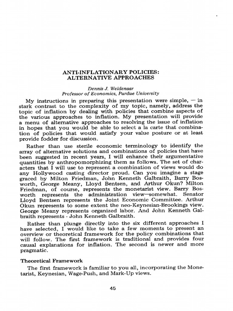 Anti Inflation Policies | PDF | Monetarism | Inflation