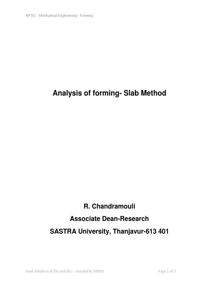 Module 2 Lecture 5 Forming Analysis-SlabMethod | PDF | Stress (Mechanics) | Friction