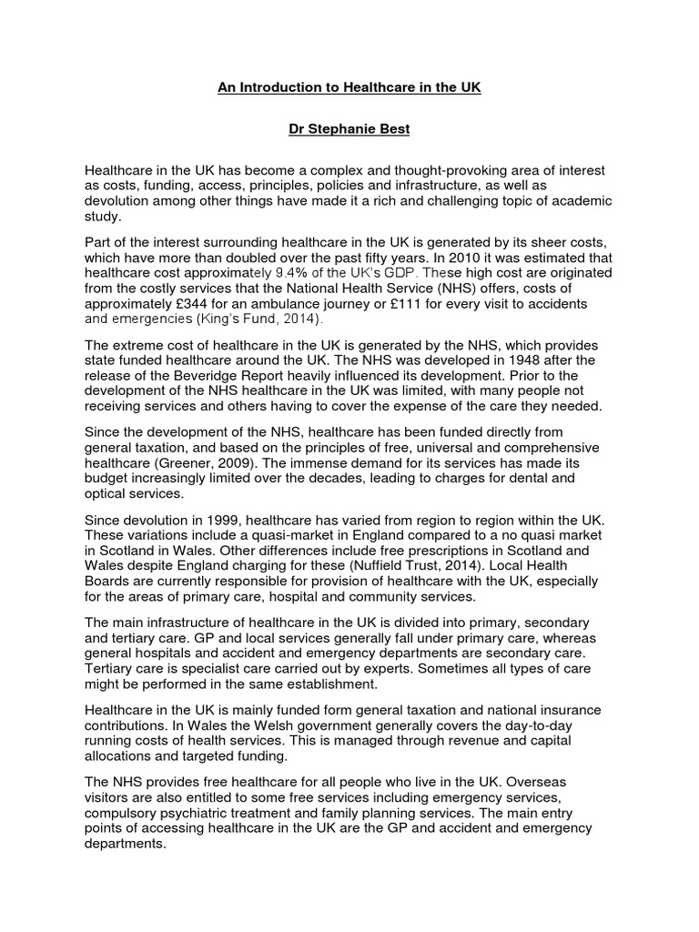 An Introduction To Healthcare in The UK | PDF | National Health Service ...