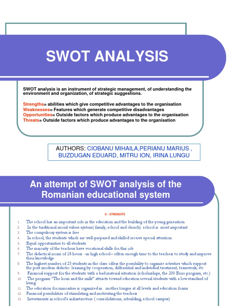 Swot Analysis | PDF | Teachers | Swot Analysis