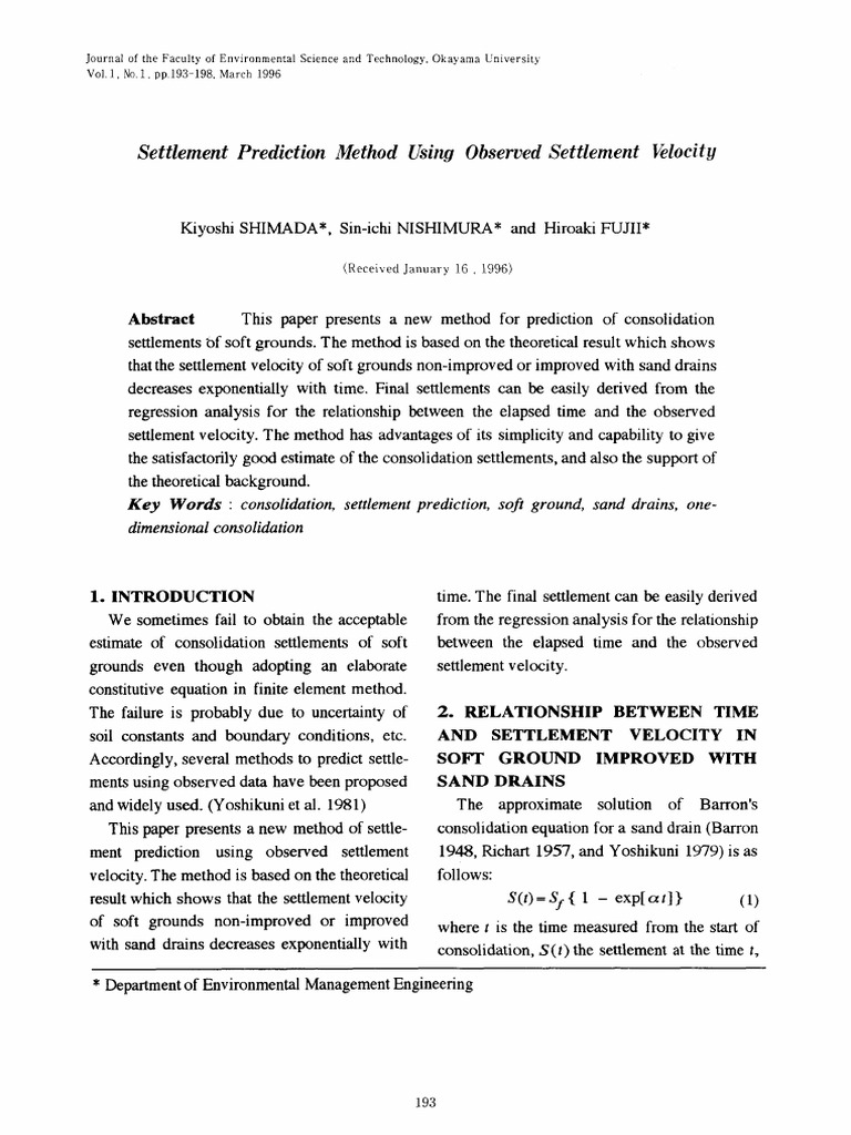 Settlement Prediction Method | PDF | Teaching Methods & Materials