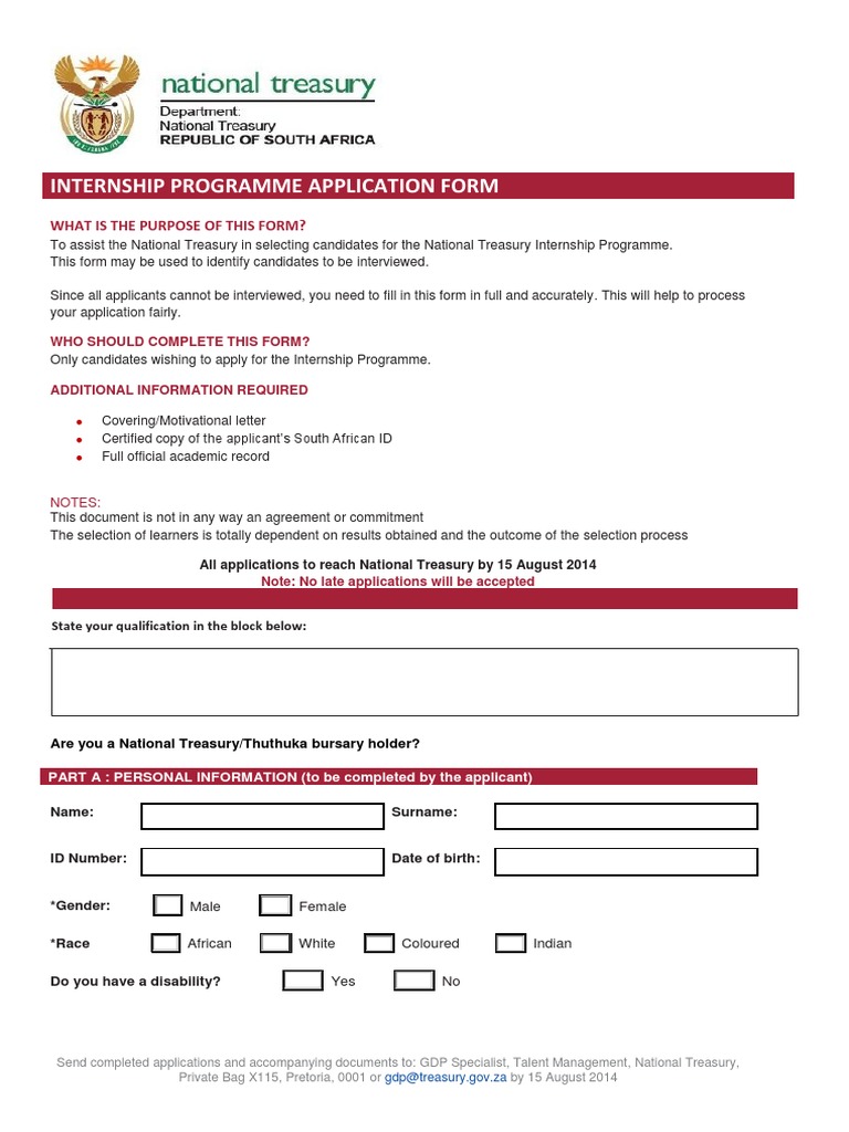 Internship Programme Application Form | PDF | Internship | Job Hunting