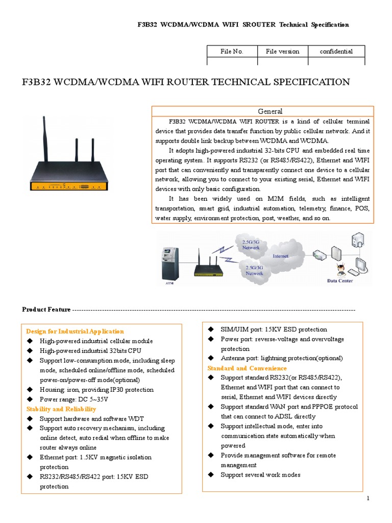 f3b32 Wcdma&Wcdma Wifi Router Specification | PDF | Wi Fi | Internet Architecture