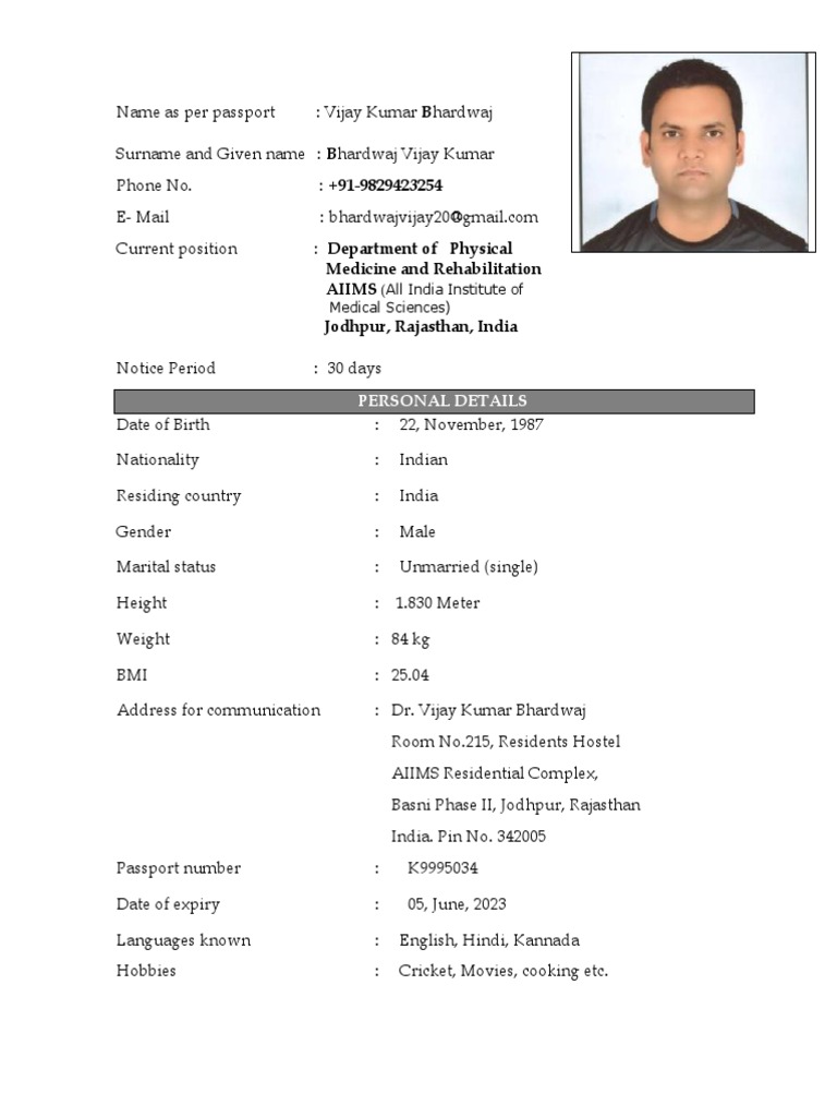 CV Performa | PDF | Medicine | Health Care