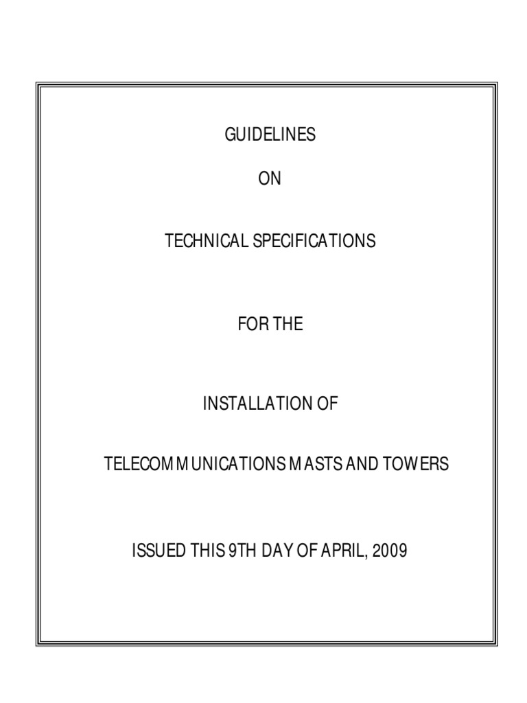 Technical Guidelines For The Installation of Telecom Towers | PDF ...