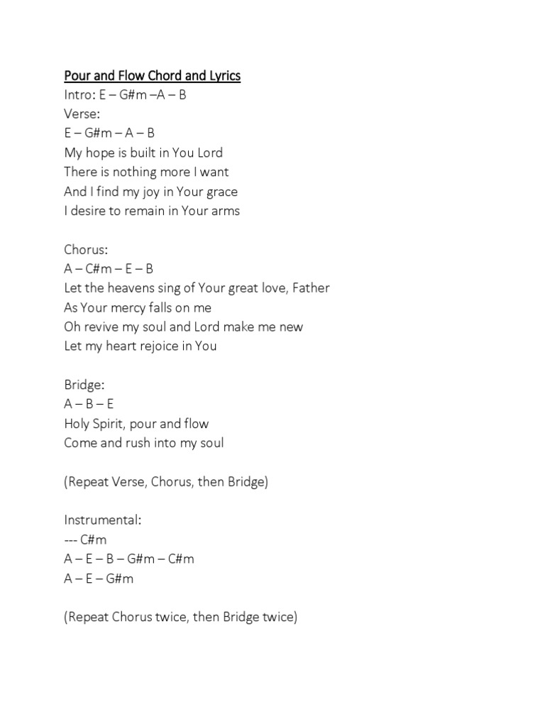 Pour and Flow Chord and Lyrics YFC | PDF | Song Structure ...