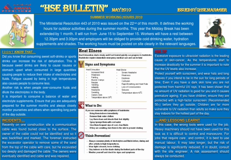 !draft Hse Bulletin May 2010 | PDF | Ultraviolet | Dehydration