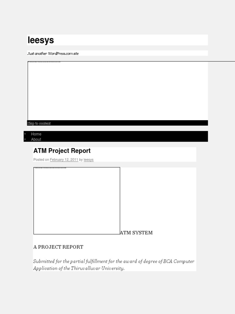 ATM Project Report Leesys | PDF | Software Prototyping | Software Testing