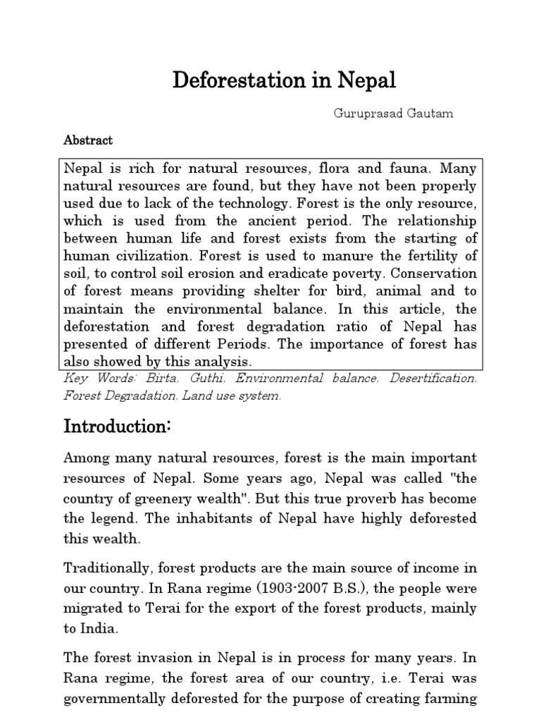 Deforestation in Nepal | PDF | Nepal | Deforestation