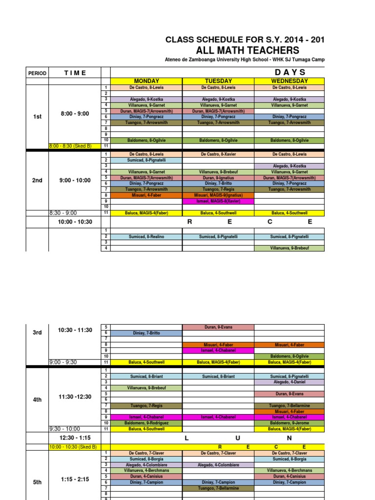 Ateneo High School Math Schedule 2014-2015 | PDF | Sports & Recreation