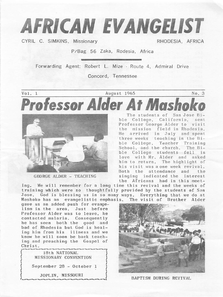 Simkins Cyril Mary 1965 Rhodesia&Ghana | PDF | Evangelism | The Gospel