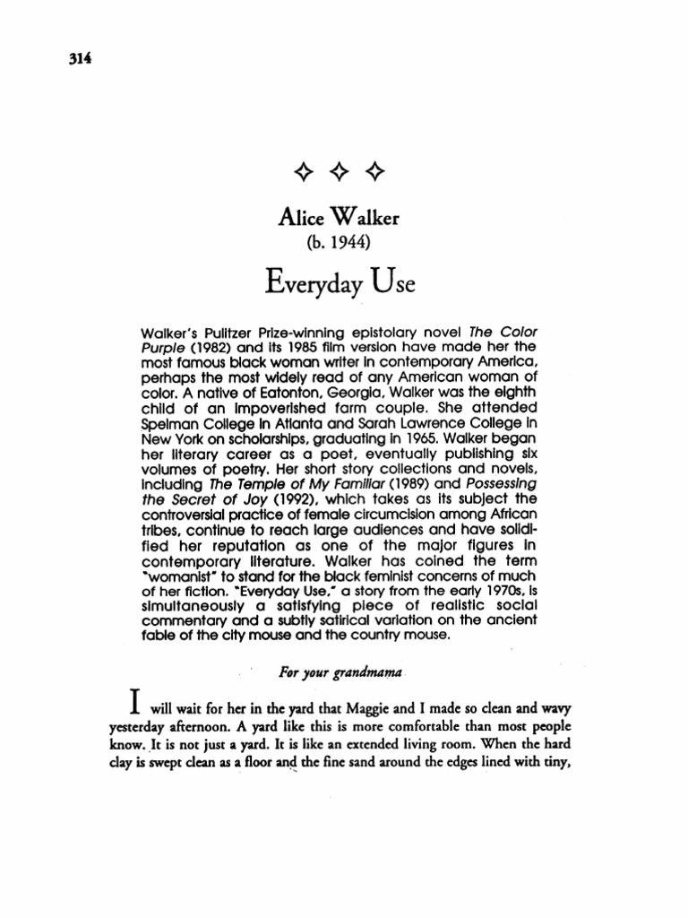 Everyday Use - Alice Walker | PDF
