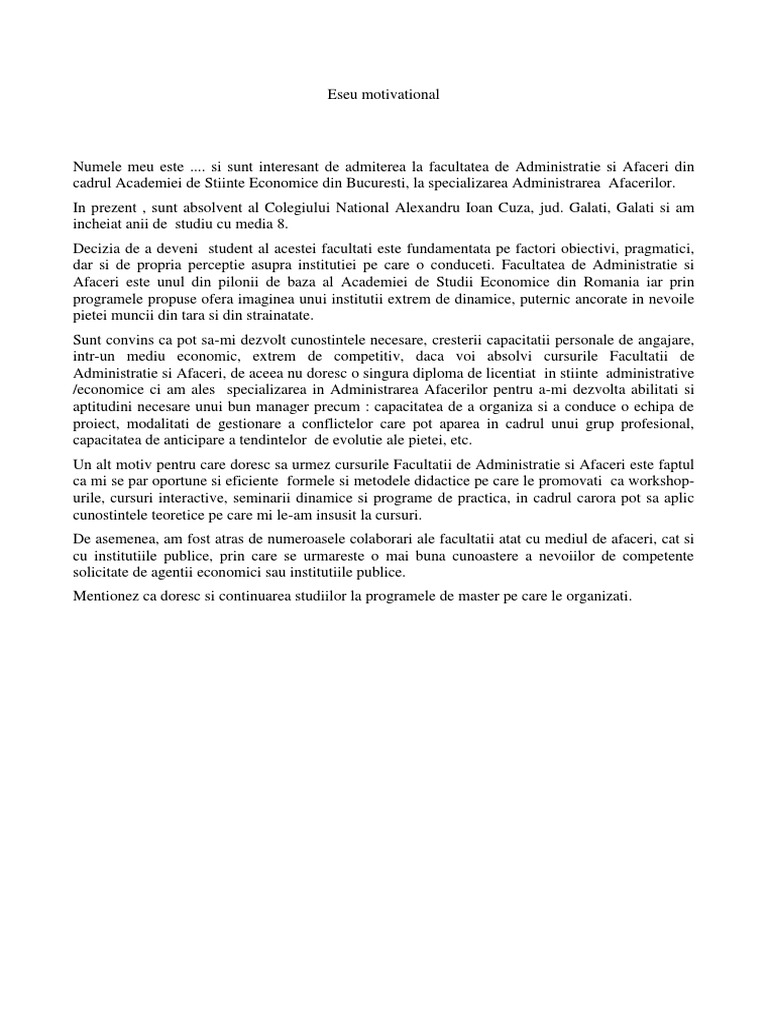 Eseu Motivational 1 | PDF