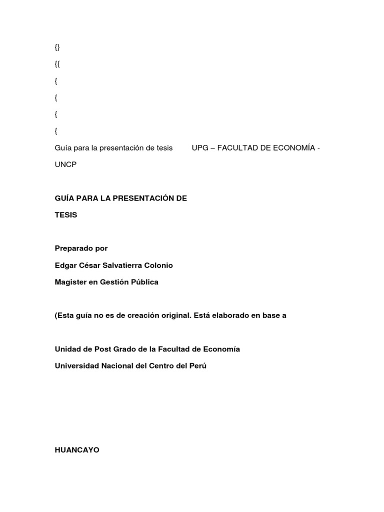 Guía para La Presentación de Tesis UPG | PDF