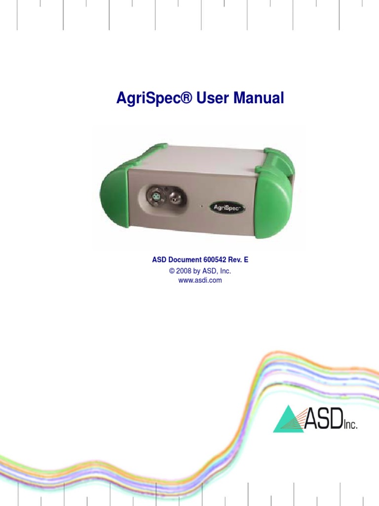 600542-E AgriSpec User Manual | PDF | Infrared | Optical Fiber