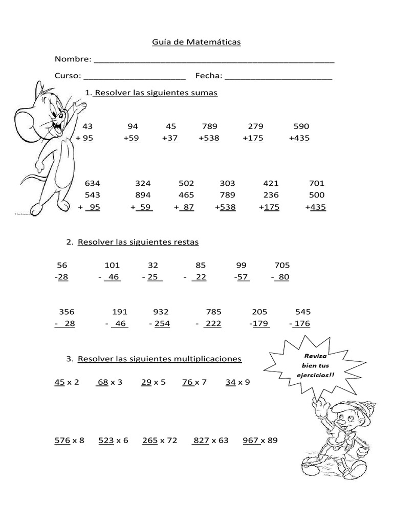 Guia de Matematicas 4 Basico | PDF