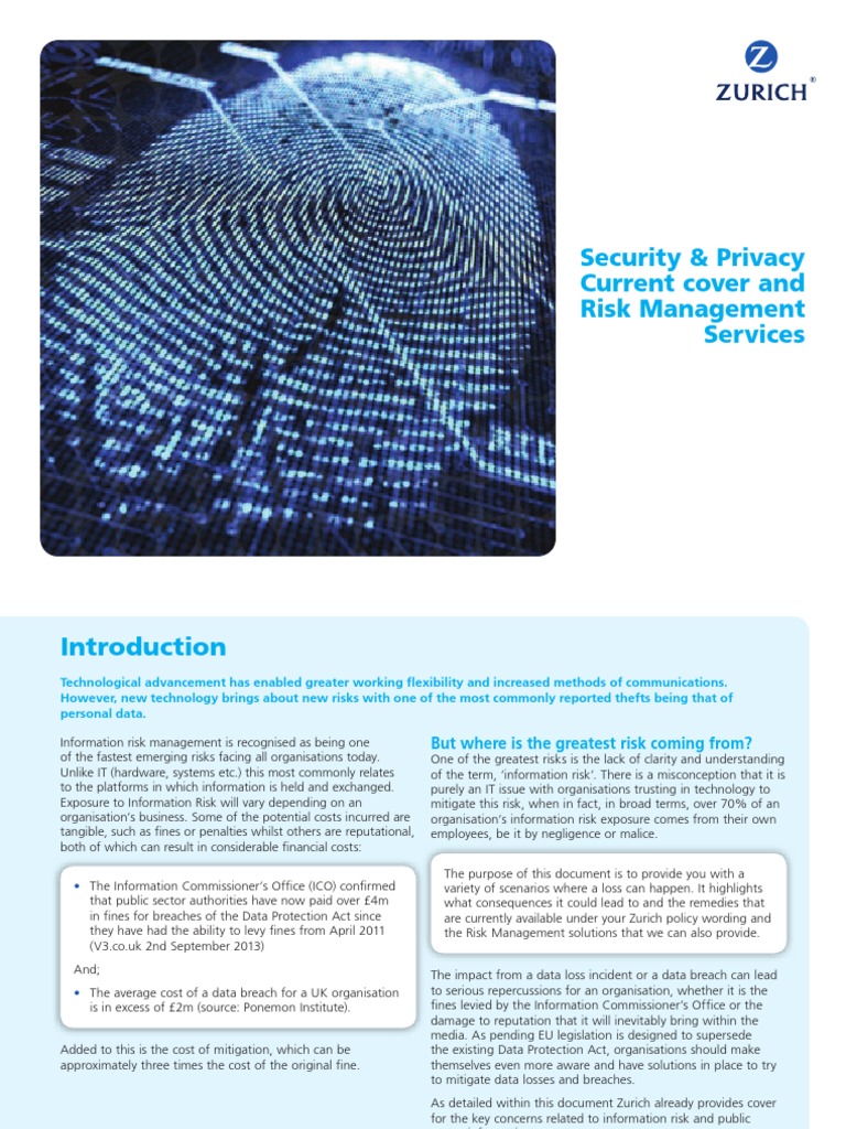Security and Privacy Current Cover and Risk Management Services | PDF ...