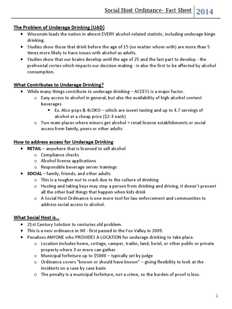 Social Host Fact Sheet 2014 | PDF | Government Information | Government