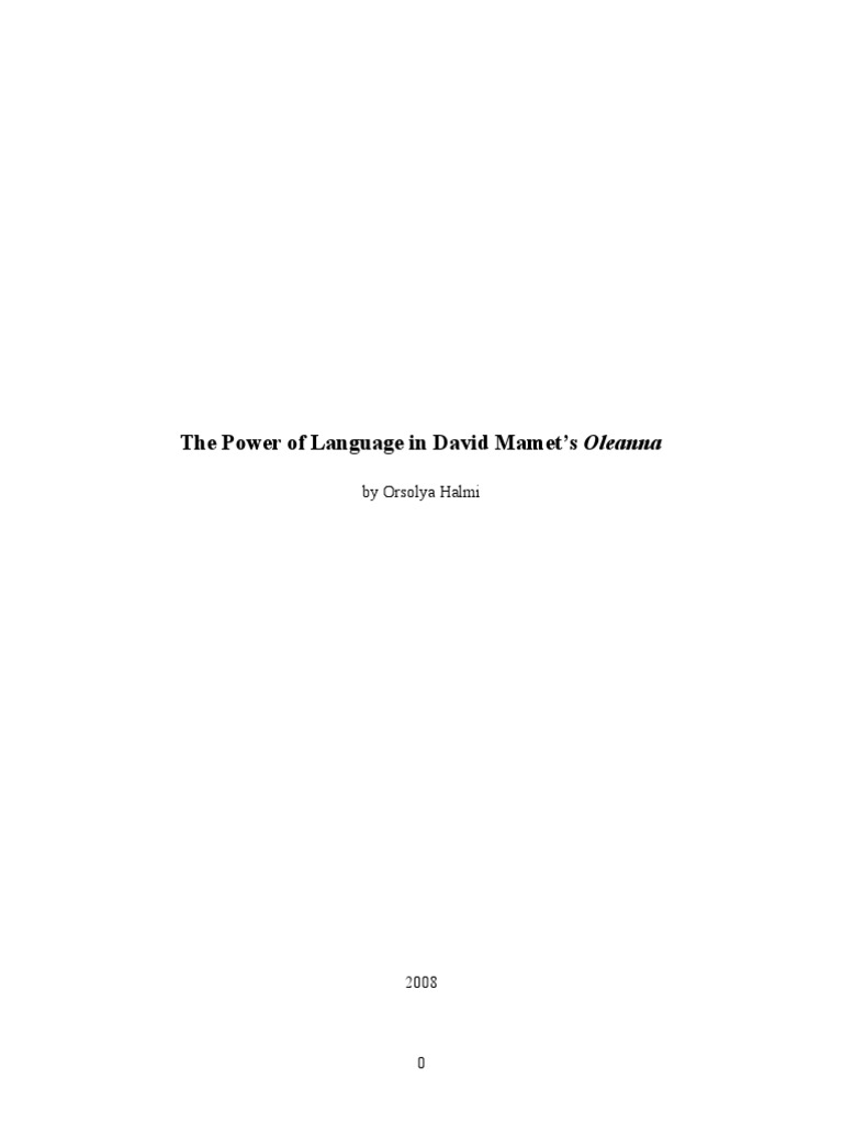 Language and Power in Mamet's Oleanna | PDF | Postmodernism | Cognitive ...