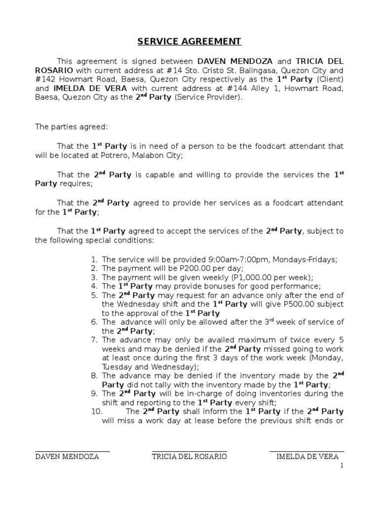 Sample Simple Contract of Service | PDF | Contract Law | Common Law