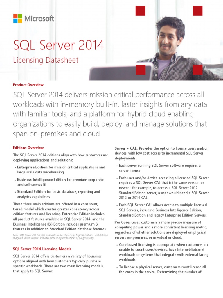 SQL Server 2014 Licensing Datasheet | PDF | Virtual Machine | Cloud ...