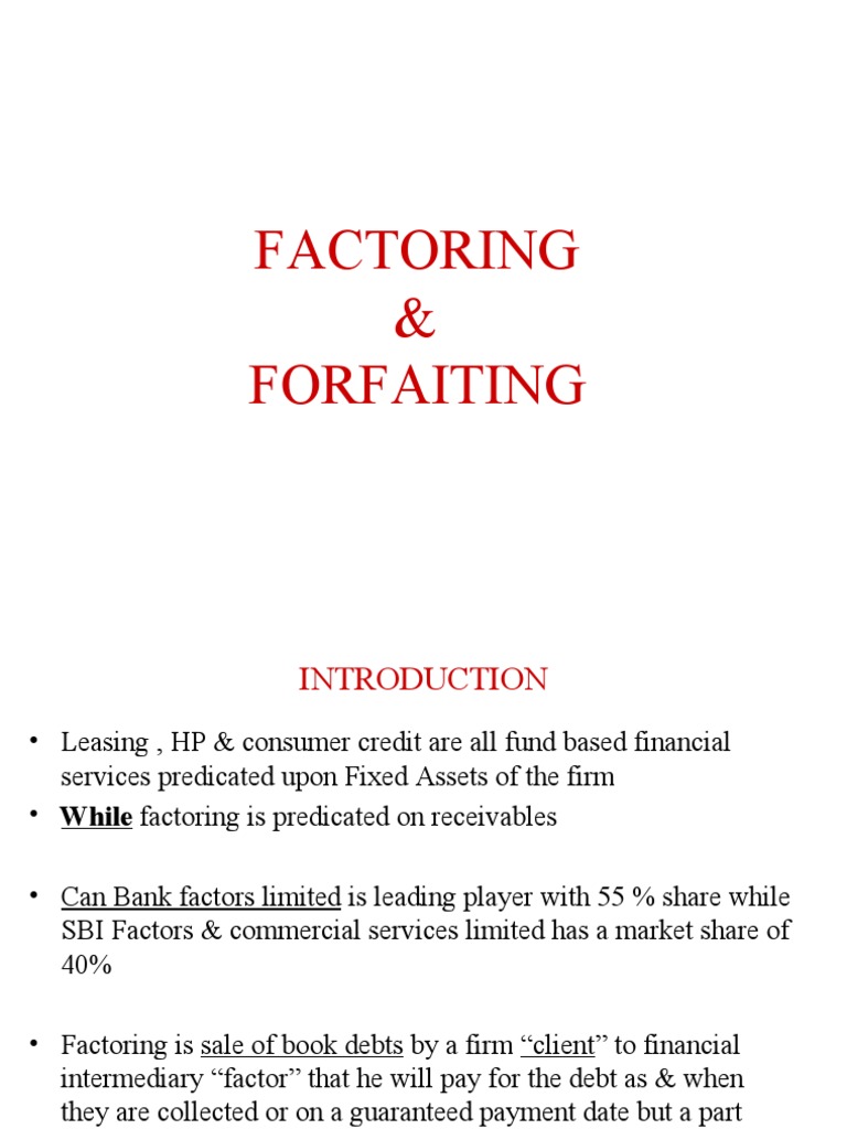 Factoring & Forfaiting | PDF | Factoring (Finance) | Invoice