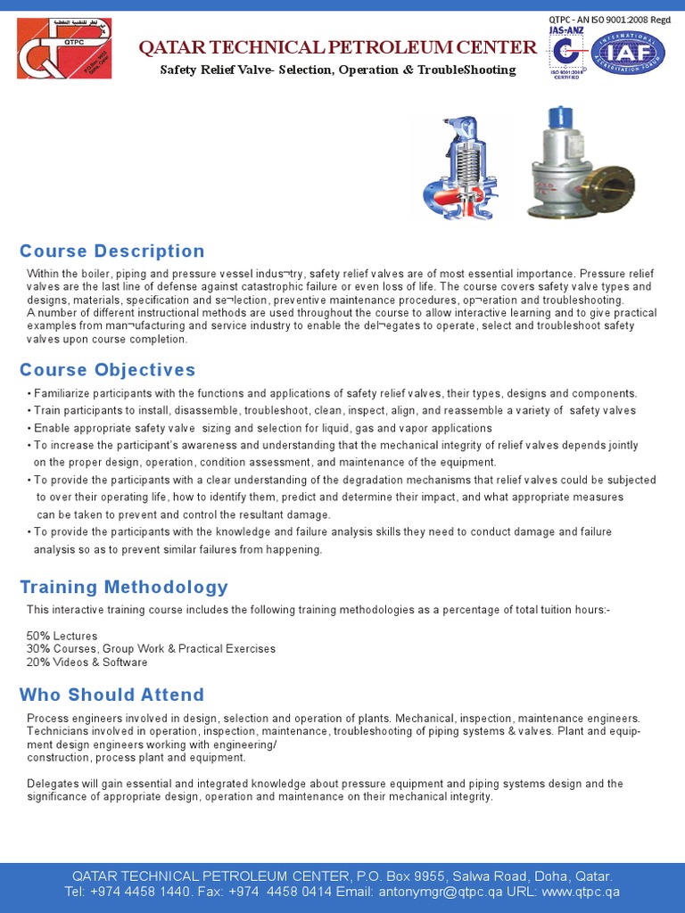 Safety Relief Valve - Selection, Operation & TroubleShooting | PDF ...