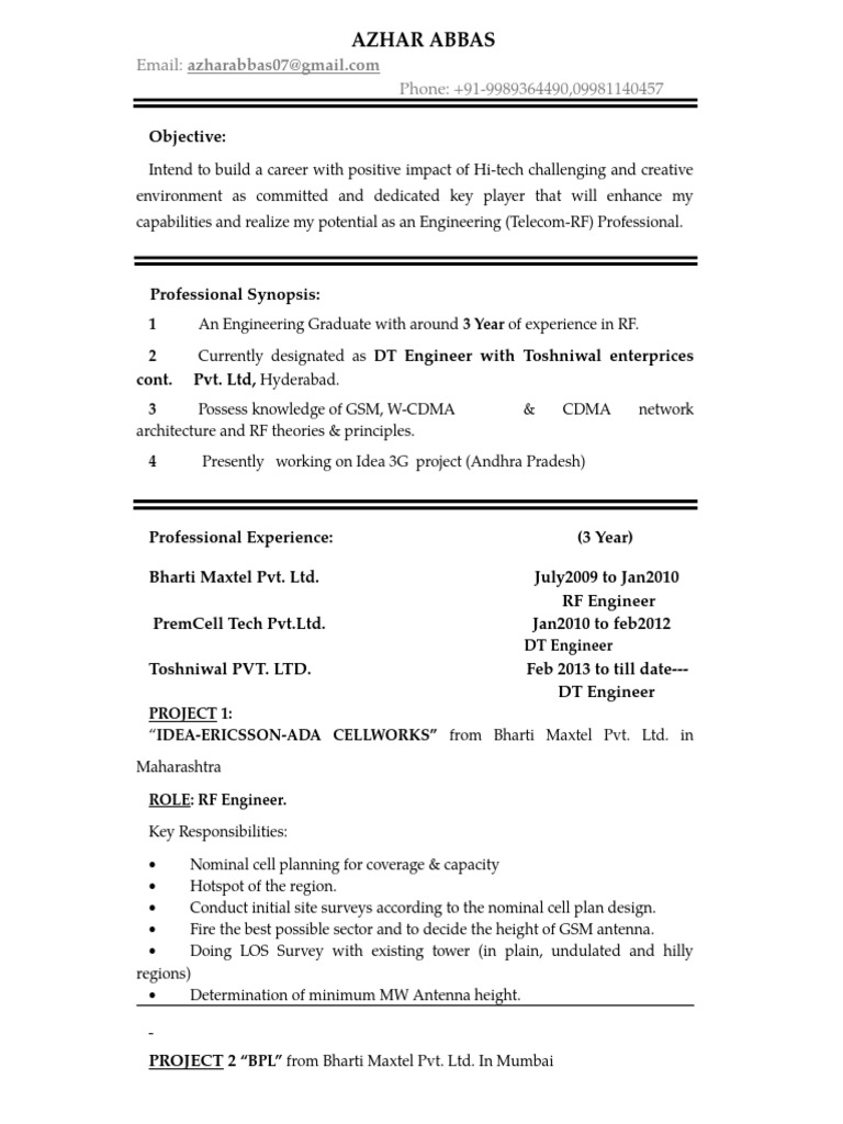 Azhar Resume | PDF | Telecommunications | Information And Communications Technology