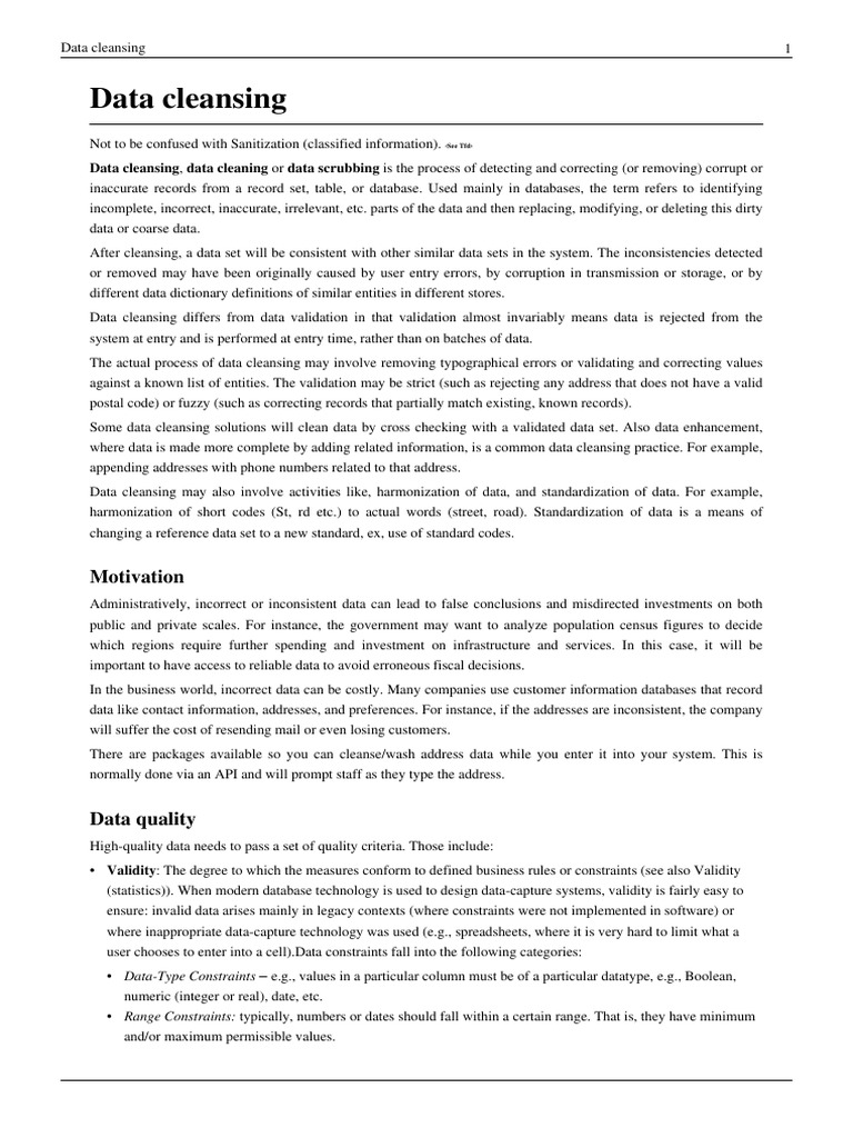 Data Cleansing | PDF | Data | Computer Data