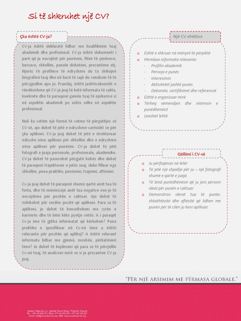 Si Te Shkruhet Nje CV