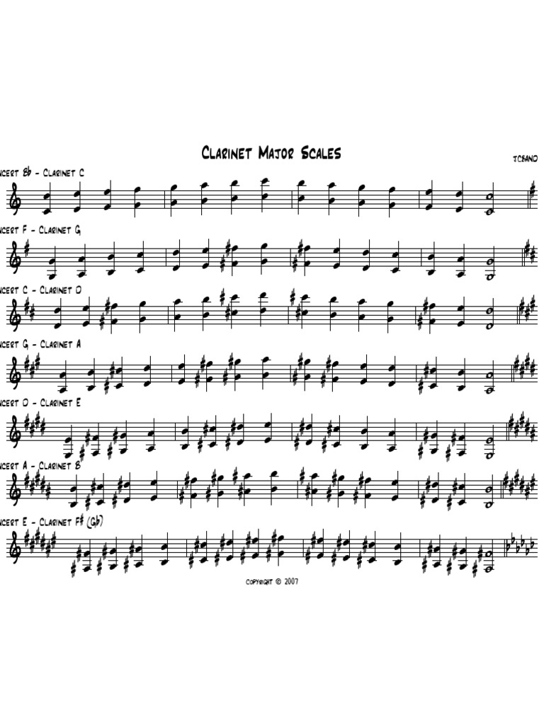 Clarinet Major Scales | PDF