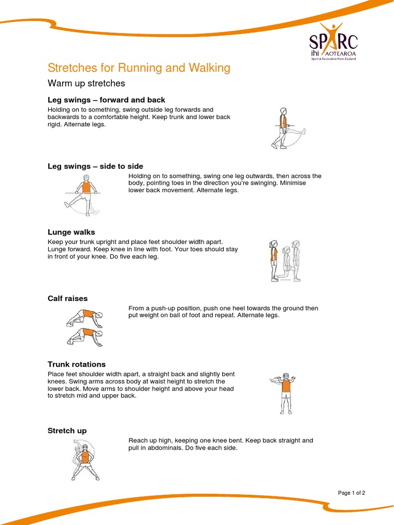 Stretches For Running and Walking v1 | PDF | Cooking, Food & Wine ...