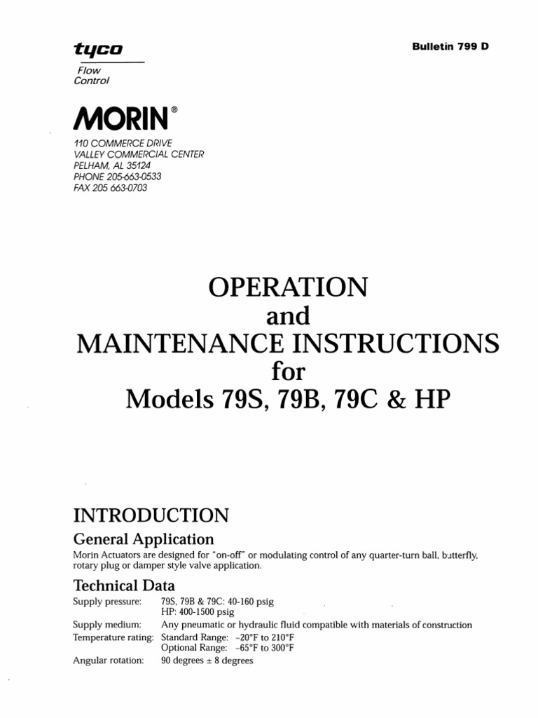 Morin Actuator Models 79B, 79C, 79S Guide | PDF | Screw | Valve