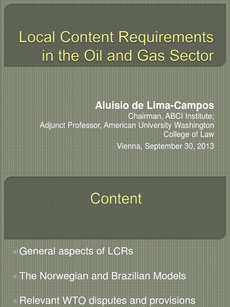 Local Content Requirements in The Oil and Gas Sector - A. de Lima ...