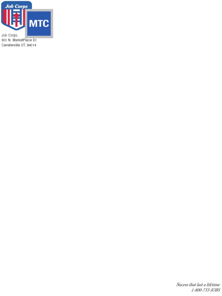Job Corps Success Program in Centerville | PDF | Wellness