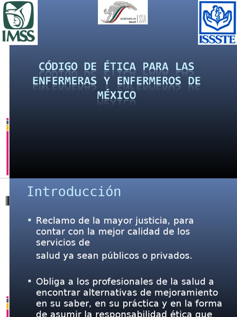 Código de Ética para Las Enfermeras y Enfermeros Expo | PDF | Moralidad | Enfermería