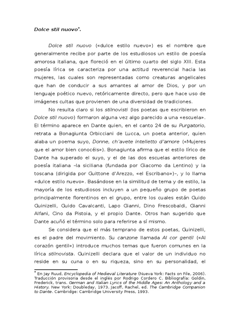 Dolce Stil Novo (Ruud) | PDF | Literatura europea | Movimientos literarios