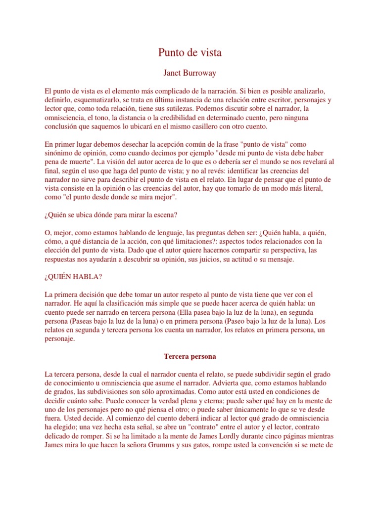 Comprendiendo el Punto de Vista Narrativo | PDF | Narración | Cuentos