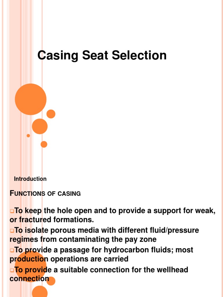 Casing Seat Selection and Depth Guidelines | PDF | Casing (Borehole ...