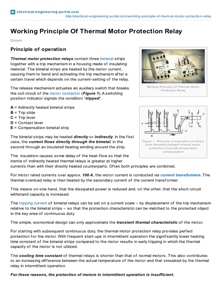 Thermal Motor Protection Relay Overview | PDF | Relay | Electric Current